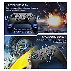 KLEEME Game Controller Wireless Controller Compatible with Nintendo Switch OLED Console Pro Gamepad with 600Mah Rechargeable Battery Programmable Turbo Function