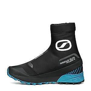 SCARPA Ribelle Run Kalibra G Water-Resistant Trail Shoes with Gaiter for Trail Running and Hiking - Black/Azure - 9-9.5 Women/8-8.5 Men