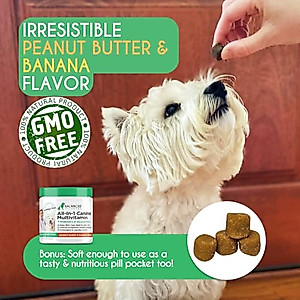 Balanced Breed All-in-1 Dog Vitamins Supplements Made in USA Non-GMO Vet-Pharmacist Approved Dog Multivitamin Probiotics Glucosamine Salmon Oil Skin Coat Supplement Dogs Senior & Adult Immune Support