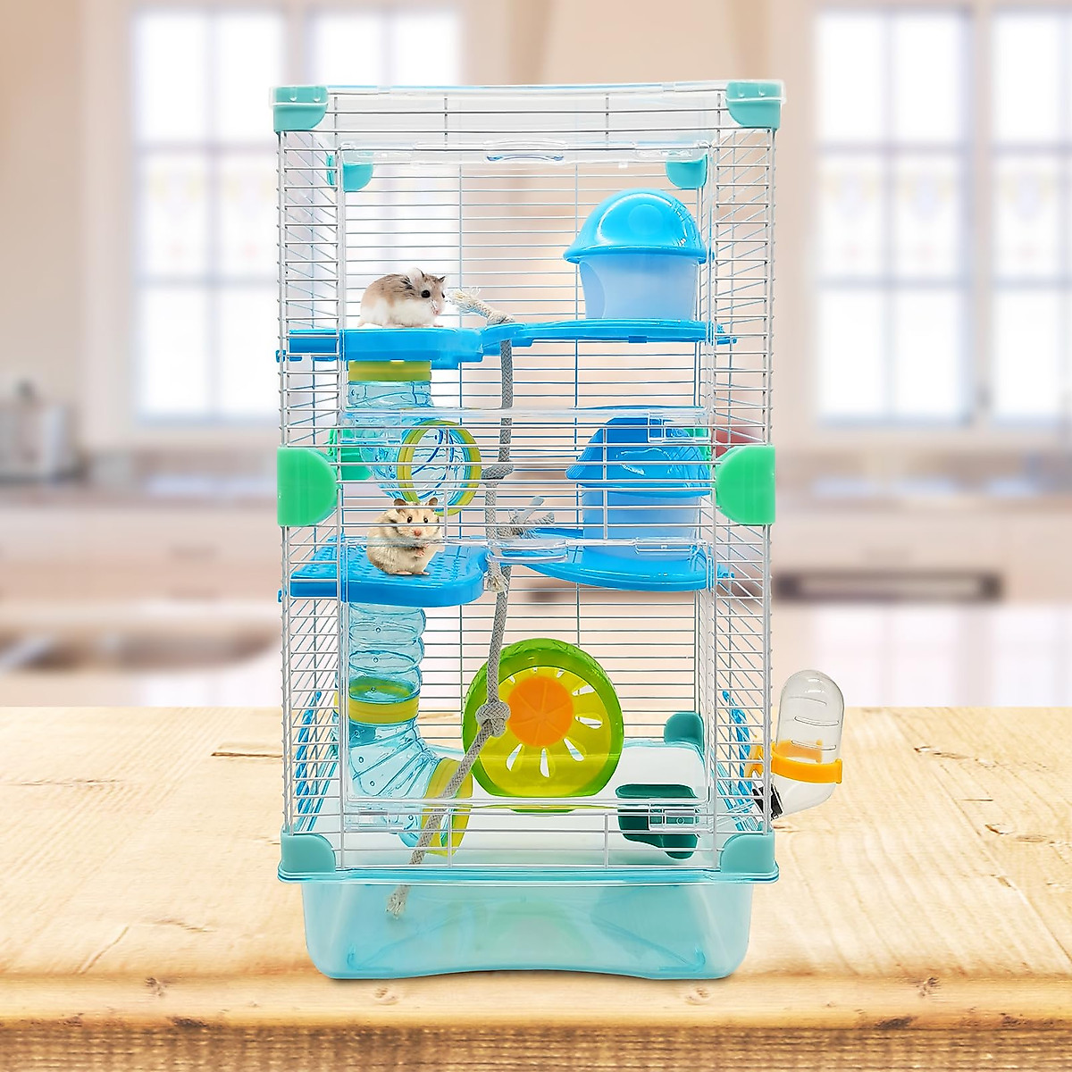 PINVNBY Hamster Cage, 3 Level Mouse Cage and Habitats Hamster Enclosure Hamster Habitat for Mouse Mice Rat Gerbils and Small Animals 10.6 x 7.8 x 10.6inches