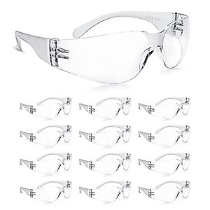amoolo Clear Safety Glasses Bulk of 24, Protective Eyewear for Men Women, ANSI Z87.1 Impact Resistant Eye Protection for Work, Lab, Construction