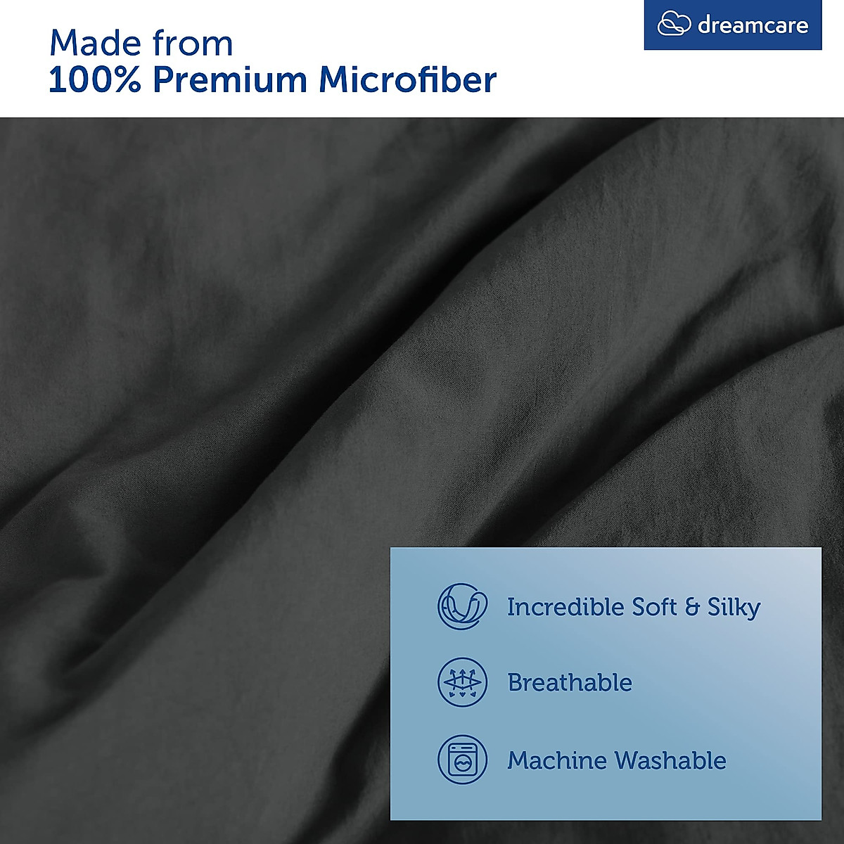 DREAMCARE Washed Microfiber Duvet Cover Queen Gray Queen Duvet Cover Set 5 Pcs - Washed Duvet Covers, Queen Size Duvet Covers - 1 Soft Duvet Cover Queen Size and 4 Pillow Shams, Cooling Duvet Cover