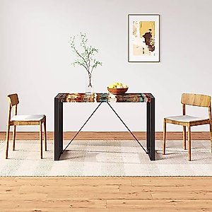 ULUYYUC Dining Table Solid Reclaimed Wood 47.2",Office Desks Patio Table Party Table Kitchen Tables Kitchen Furniture Outdoor Table for Living Room bar Bistro Kitchen Island