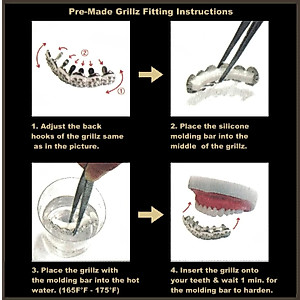 Grillz Silver Tone Permanent Cuts Perm Cut Six Top Teeth Pre-Made Hip Hop Mouth Grills