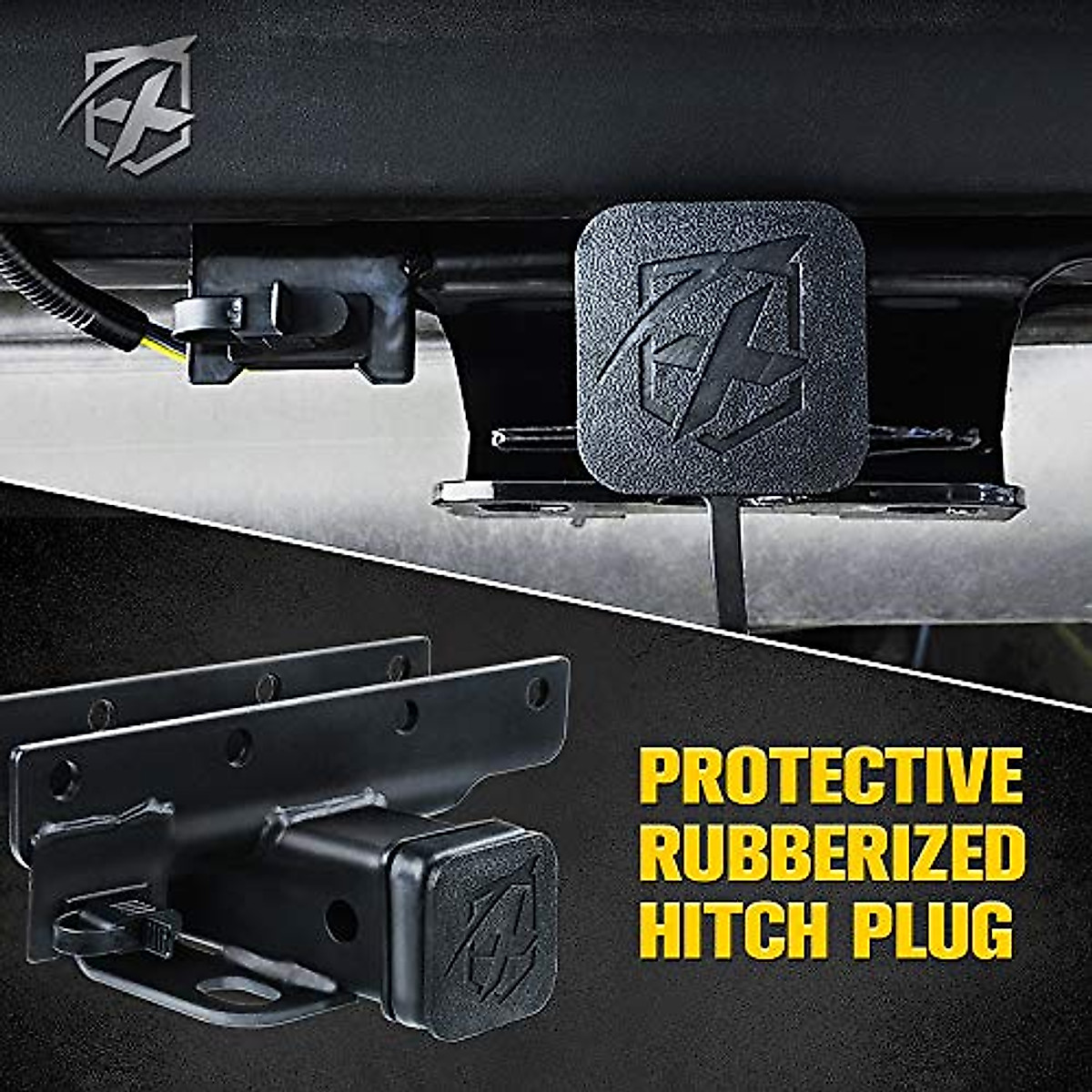 Xprite 2 Inch Rear Bumper Trailer Hitch Receiver Kit Compatible with 2007-2018 Jeep Wrangler JK JKU 2 Door & 4 Door Unlimited, Tow Trailer Hitch Receiver w/ Hitch Wiring Harness