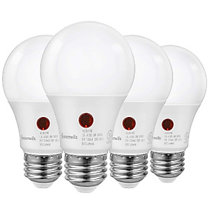 DEWENWILS 4 Pack A19 Dusk to Dawn LED Light Bulbs Outdoor, 9W (60W Equivalent) LED Light Bulb 5000K Daylight White, Automatic On/Off Light Bulbs for Porch Courtyard, 800 LM, E26 Base, UL Listed