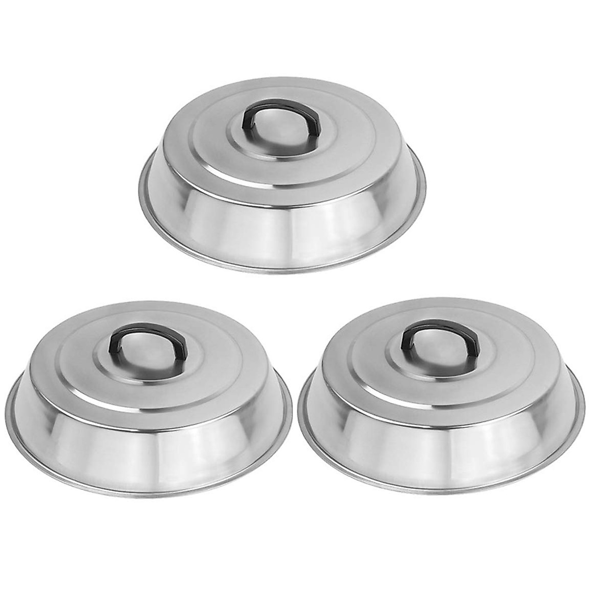 3 Sets BBQ Accessories 12 Inch Round Stainless Steel Basting Cover - Cheese Melting Dome and Steaming Cover, Best fits for Blackstone Camp Chef Flat Top Griddle Grill Cooking Indoor or Outdoor