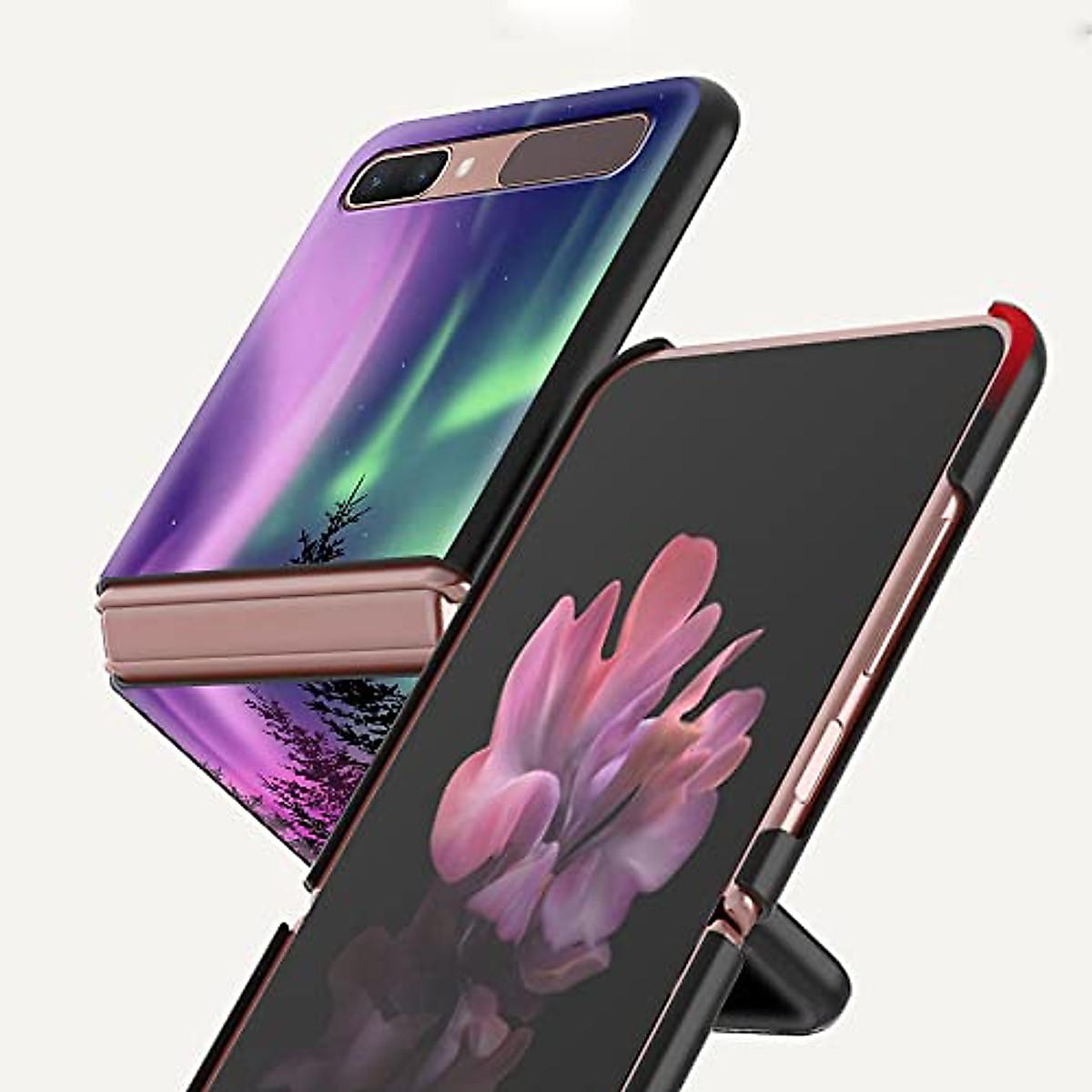 HANASE Northern Lights Sky Black PC Hard Cover for Samsung Galaxy Z Flip 4 z flip3 5G Foldable Phone Case Shell,Z5,for Z flip