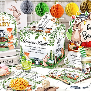 cocomigo 292pcs Woodland Baby Shower Decorations Baby Shower Decorations Neutral Animals Baby Shower Decorations Boys Girls Woodland Baby Shower Ideas pack for 20 Guest
