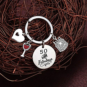 Nfyxcaz Birthday Keychain For Women Men Friendship Gift Happy Birthday Gift(50th Birthday)