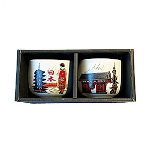 MIKO&TOKYO Japanese Designed YUNOMI Set. 2 of Japanese Tea Cups. For your Asian Tea Time. Enjoy Green Tea, Black Tea and Coffee. Made in Japan
