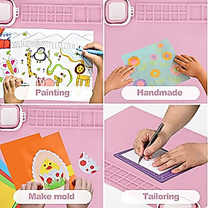 2 Pcs Silicone Craft Mat, 20"x16" Large Silicone Mat for Crafts, Non Stick Silicone Sheet with 20 Pcs Painting Pen, Creator Silicone Craft Mat with Cleaning Cup and Paint Holder for DIY Creations