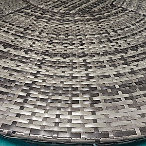 Outsunny 4 Piece Round Rattan Daybed, Convertible Patio Furniture Set, Adjustable Sun Canopy, Sectional Outdoor Sofa, 2 Chairs, Extending Tea Table Ottoman Chair, 3 Pillows, Dark Blue