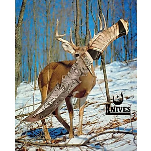 NoonKnives: Hand Made Damascus Steel Collectible Bowie Knife Handle Camel Bone with Bull Horn (Black and White)