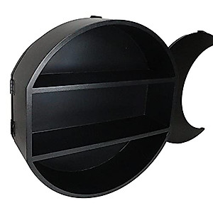 Ebros Light Duty Black Wicca Sacred Triple Moon Feminine Goddess Wall Hanging Floating Foldable Hinged MDF Wood Shelf with Tiers 14" Tall 36" Wide Occult Wiccan Home Office Room Accent