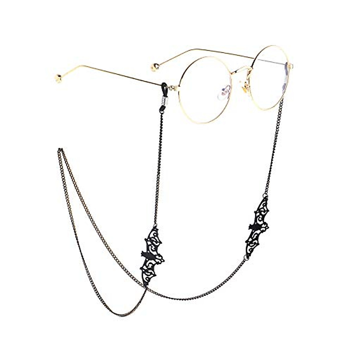 HAISENGO Black Bat Glasses Chain for Women Men Kawaii Eyeglasses Chain Holder Strap Cord for Sunglasses Eyewear (black bat)