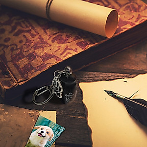 GCVOPTON 2 Pcs Pet Urns Keychain, Stainless Steel Cat Ashes Urn, Small Pet Urns for Dogs Ashes Keepsake, Pet Dog Cat Cremation Jewelry Pend Paw Print Memorial Urn with 2 Black Velvet Storage Bags