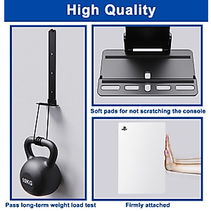 PS5 Wall Mount for PlayStation 5 Disc Edition and Digital Edition (Mount The Console on Wall Near or Behind TV with Invisible Design), Including 2 Accessories Holders (Black) - Not for PS5 Slim