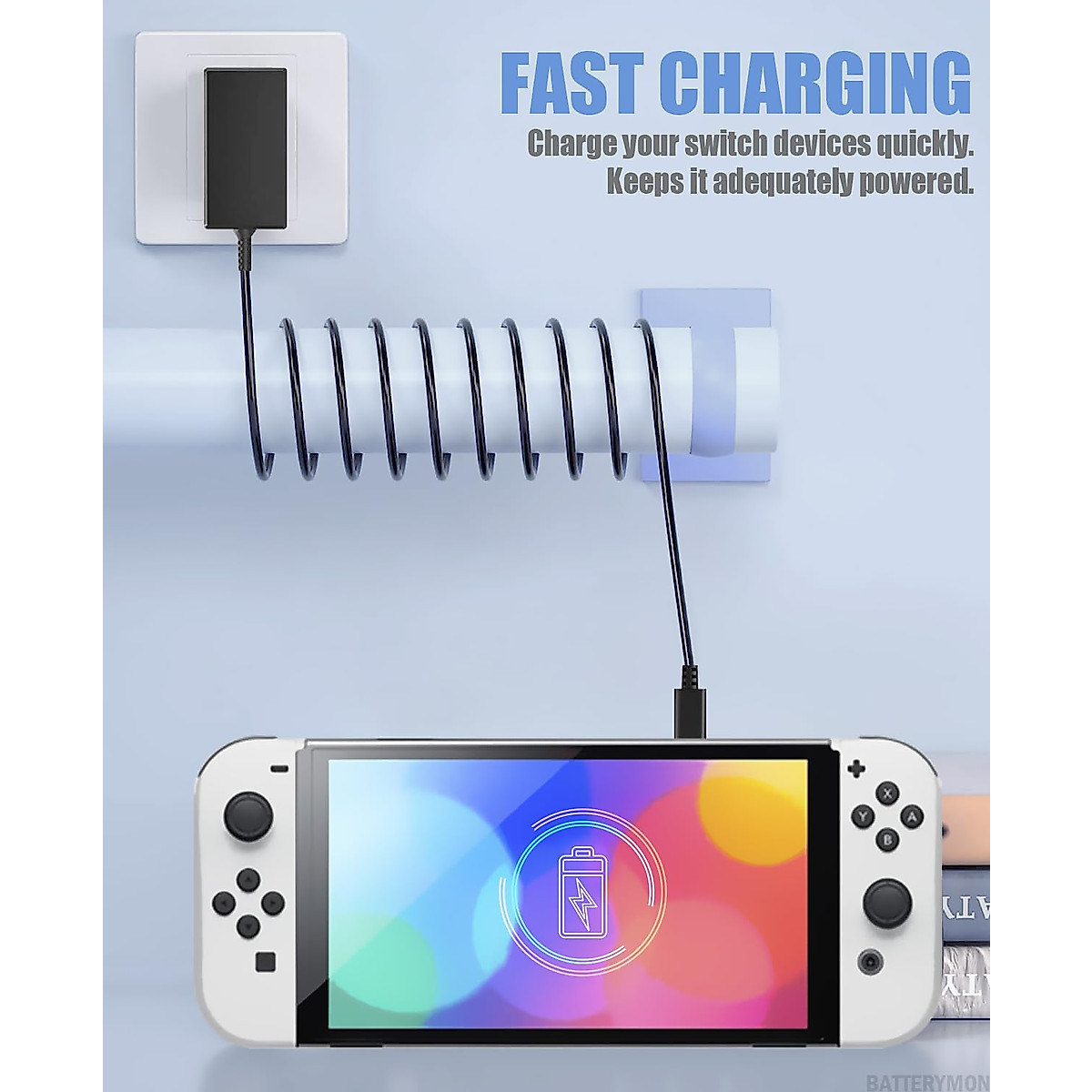 15V 2.6A AC Adapter Replacement for Nin-tendo Switch Game Console Switch Lite, Switch Dock Switch Pro Controller, Wall Charger with 5ft Type C Cable (Support TV Mode/Dock Station)