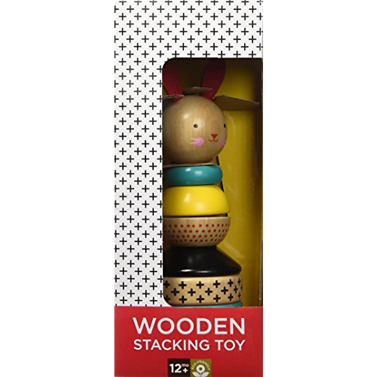 Petit Collage Modern Bunny Wooden Stacking Toy – Solid Wooden Stacking Rings for Kids, Activity Toys Designed with Safe Materials – Active Toy for Babies and Toddlers 12+ Months