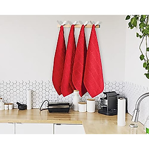 RIANGI Red Kitchen Towels Set of 6 Size 16x26 Inches Super Absorbent Kitchen Towels Red Dish Towels for Kitchen Towels Cotton Terry Cloth Kitchen Towels Dish Drying Towels - Red Dish Cloths