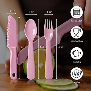 ChaLeeMoo 16Pcs Kids Plastic Utensils Kids Forks and Spoons Set, Multicolor Toddler Utensils, Reusable Kids Silverware Cutlery Set, Ideal for School Lunch Box, Camping, Travel, Party Favors BPA Free