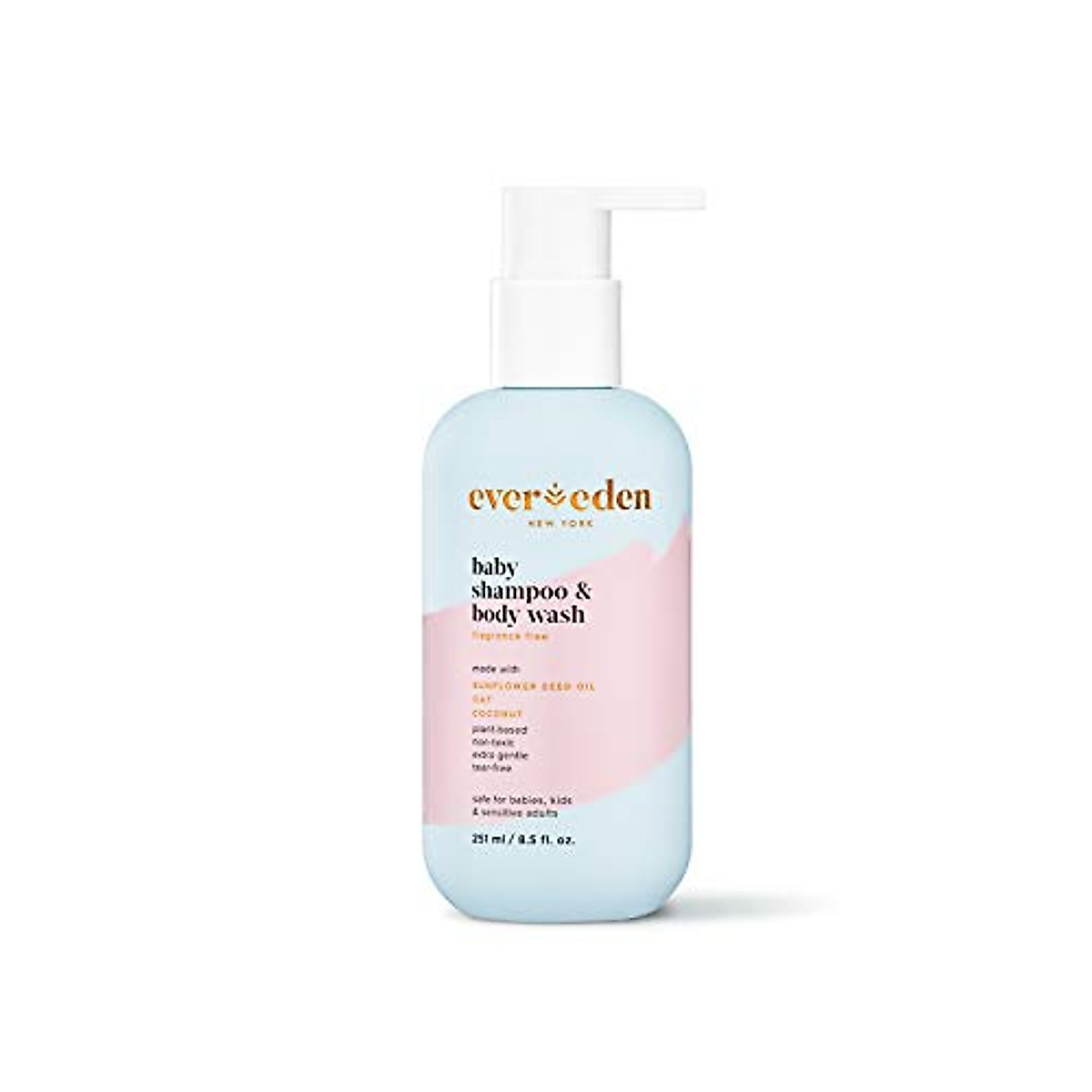 Evereden Baby Shampoo and Body Wash 8.5 fl oz. | Clean and Natural Baby Care | Non-toxic and Fragrance Free | Plant-based and Organic Ingredients