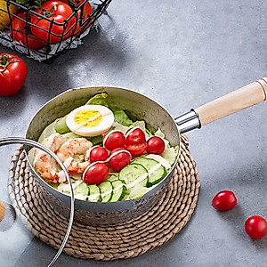 Scizorito 304 Stainless Steel Saucepan, Solid wood anti-scalding handle with hook, Multipurpose Sauce Pan with Pour Spouts, Sauce Pot, Cooking Pot (1.7 Quart/2.2Quart/3.0Quart) (8.67 Inch 3Quart)