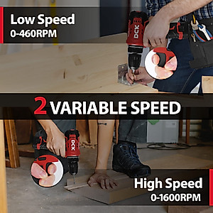 DCK Brushless Drill Set, 310 in.lbs，12V Max Cordless Drill with 2.0Ah Battery, 3/8’’ Keyless Chuck, 2 Variable Speeds, 20+1 Torque Power Tool Kit for Screw Wood/Ceramic/Tile/Metal KDJZ23-10