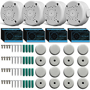 (Metal Aluminum & Waterproof) Junction Box Mount Bracket, Universal for Bullet Security Camera, Aluminum Waterproof Hide Cable Junction Box Compatible with Solar Panel, Fits Wall Ceiling (4pcs)