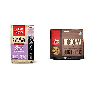 ORIJEN® Dry Dog Food, High Protein, Amazing Grains Puppy Large Breed 22.5LB Freeze Dried Dog Treats, Regional Red, 1.5oz