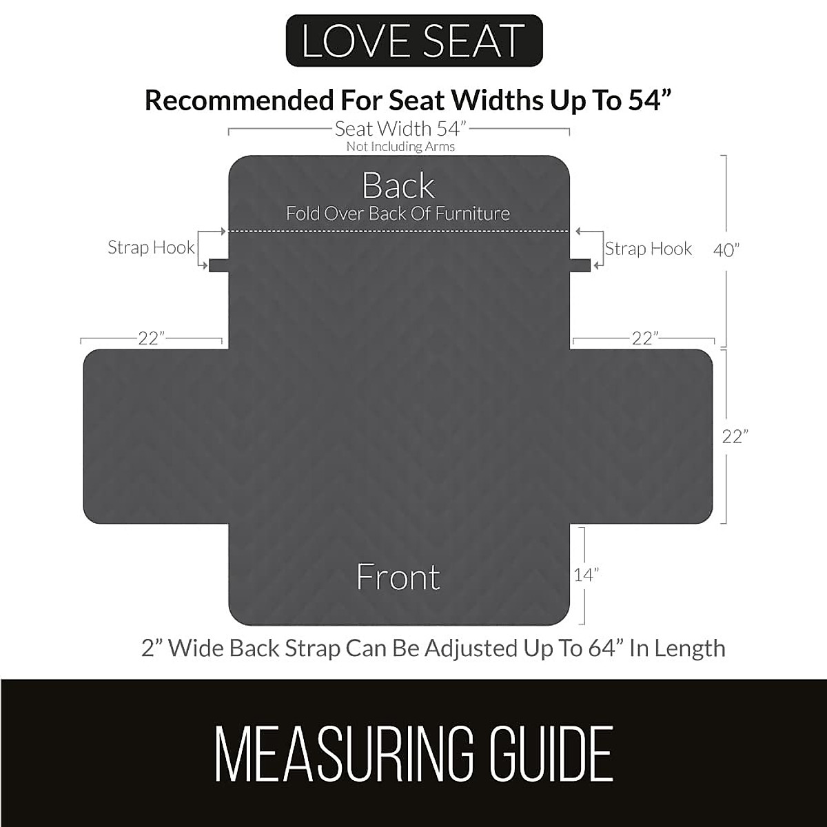 Sofa Shield Loveseat Slip Cover with Patented Strap, Cushion Protector, Reversible Stain, Dog Tear Resistant Slipcover, Quilted Microfiber 54” Seat, Washable Covers, Dogs Pets Kids Light Gray Charcoal