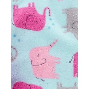 Simple Joys by Carter's Baby Girls' 3-Pack Loose Fit Flame Resistant Fleece Footed Pajamas, Blue Elephant/Navy Monster/Pink Dots, 24 Months