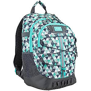 FUEL 18” Unisex Backpack Terra Sport Spacious Dual Compartment w/Laptop Sleeve and Bungee for Travel, College, Work - Blue Diamond Crystal