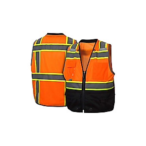 Pyramex RVZ4420BX2 RVZ44 Series Vest Hi-Vis Orange - Black Bottom- Size 2X Large