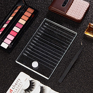 Maitys Eyelash Crystal Pallet Eyelash Extension Pallet Bigger Size Glass False Lash Tray Strip Adhesive Glue Holder(5.9 x 3.94 x 0.31 Inch,Clear)