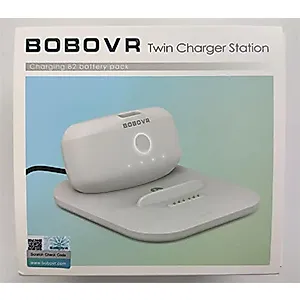 BOBOVR Twin Charger Station/Dock for B2 Battery Pack,Ultra-Thin Design, Magnetically Supply Power to 2 B2 Battery Packs at The Same Time