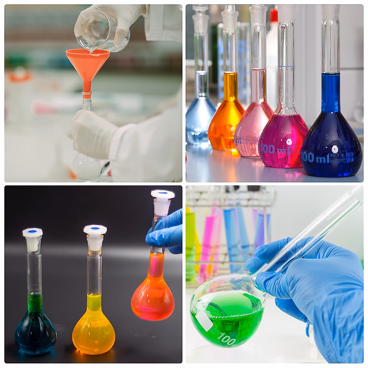 PATIKIL 5ml Volumetric Flask, 10Pcs 3.3 Borosilicate Glass Graduated Volumetric Measuring Flask with Glass Stopper Tolerance 0.22ml for Lab Experiment, Clear