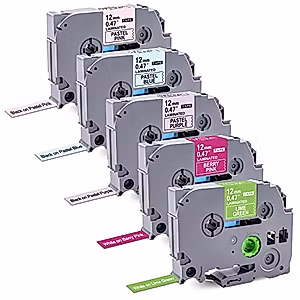 5-Pack Replacement for Brother Label Maker Tape TZe-MQG35 MQP35 MQF31 MQ531 MQE31 P Touch Label Tape 12mm 0.47 Laminated for P-Touch PTD210 PTH110 PTD400