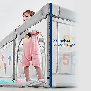 IKARE Baby Playpen, Baby Playards, Portable Baby Cage Play Area with Breathable Mesh, Extra Large Indoor & Outdoor Kids Activity Center for Babies and Toddlers (Printed)