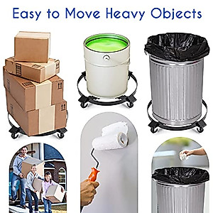 Multi Purpose Drum Dolly 55 Gallon and 30 Gallon 24 Inch Plant Stand with Wheels Swivel Casters Wheel Steel Frame Dolly Non Tipping Hand Truck Capacity 1000 Pound Barrel Dollies Black