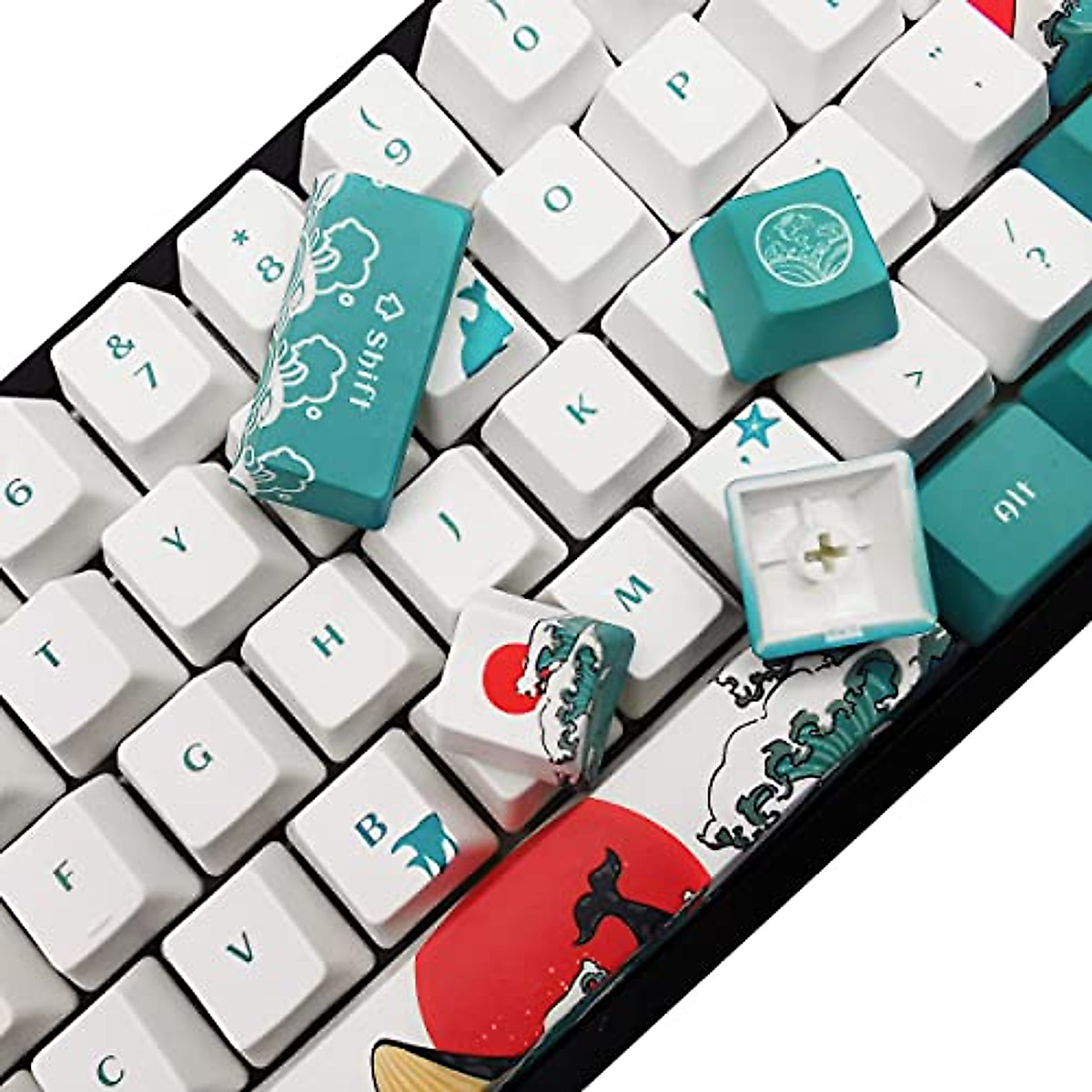 SDYZ Custom Keycaps-Keycaps 60 Percent, Suitable for GK61/GK64/RK61/Anne/GH60 /ALT61 Mechanical Keyboards, 71 Key Set, OEM Profile PBT Keycaps (Coral Sea Keycaps)