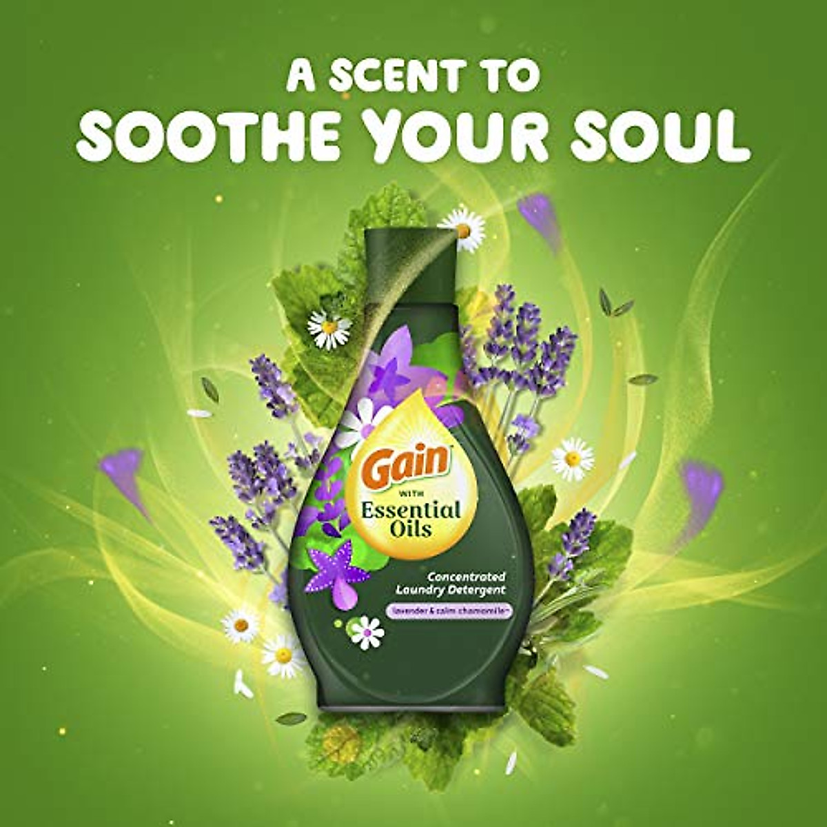 Gain with Essential Oils Liquid Laundry Detergent, The Serene Scent, Lavender & Calm Chamomile, Pack of 2, 42 fl oz Each