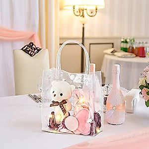 24 Pcs LED Light Clear Plastic Gift Bags Wedding Gift Bags with LED Fairy Lights Reusable Transparent PVC Gift Wrap Bag with Handle for Christmas Thanksgiving Wedding Birthday Baby Shower Party Favor