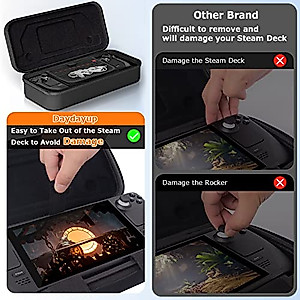 Daydayup Carrying Case Compatible with Steam Deck - Fit Charger AC Adapter - with 10 SD Games Cartridges & Stand Hard Shell Travel Pouch for Steam Deck Console & Accessories, Black [Updated Version]