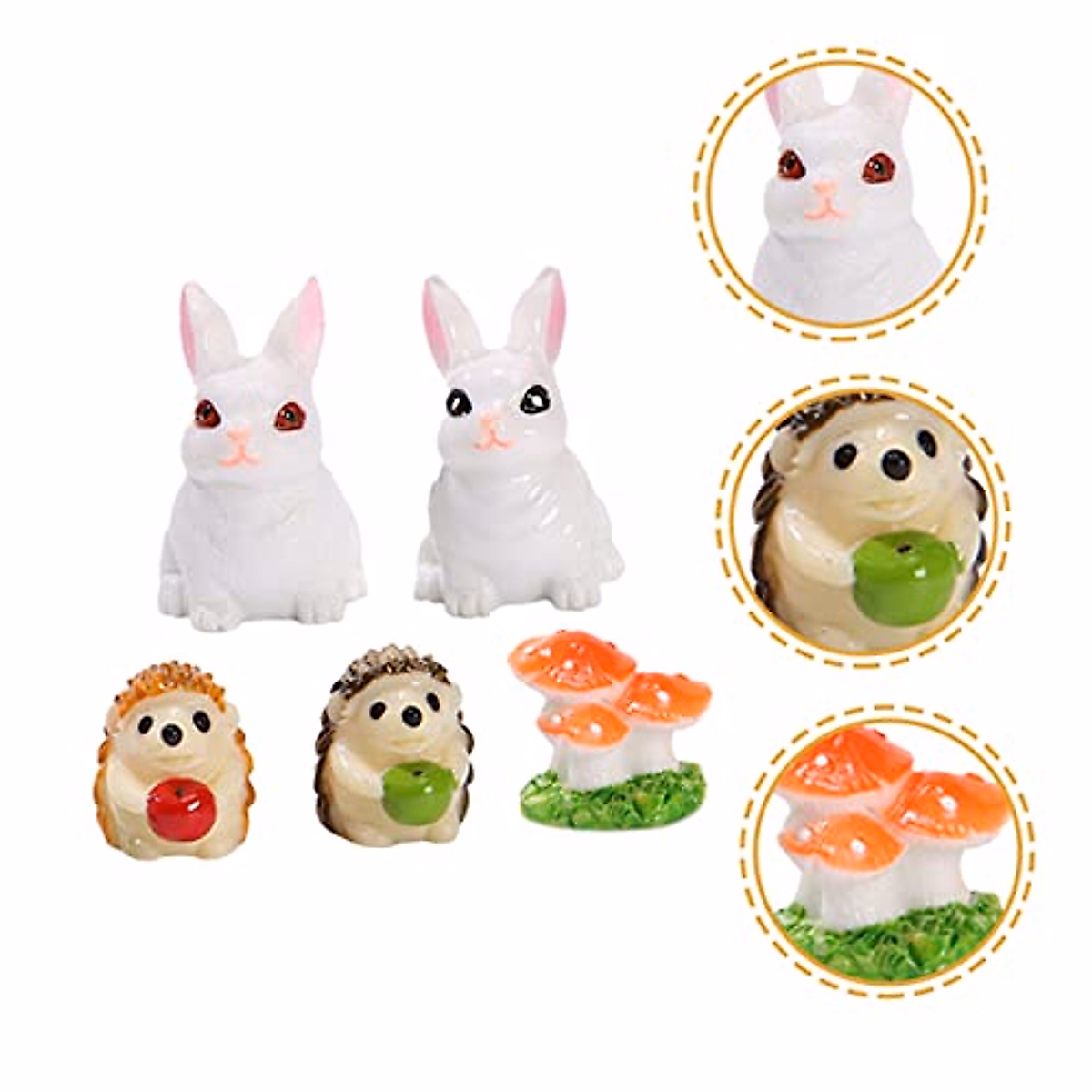 Gogogmee 5pcs Micro Landscape Rabbit Mini Resin Animals Resin Mushrooms Ornament Fairy Gardens Supplies Fairy Garden Accessory Spring Figurines Decor Desktop Rabbit Ornament Flowerpot Bunny
