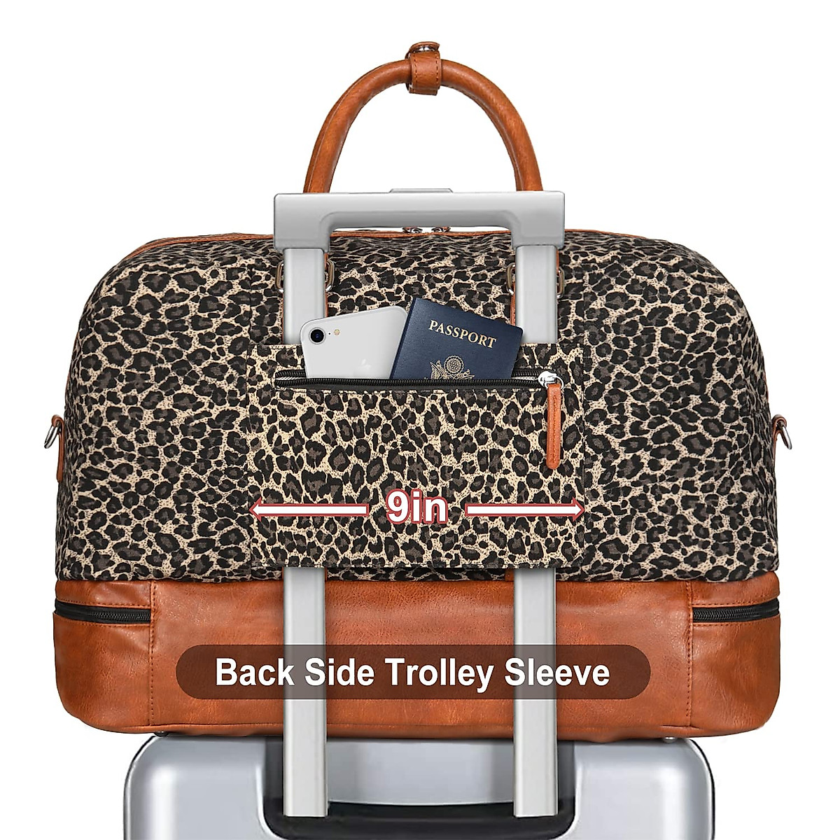 Weekender Bags for Women, Large Overnight Bag Canvas Travel Duffel Bag Carry On Tote with Shoe Compartment 21" 3Pcs Set