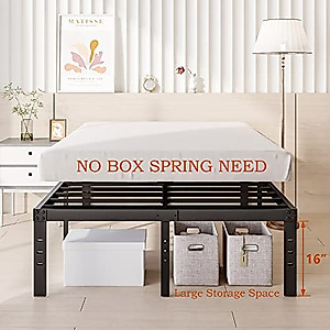 COMASACH 18-Inch King-Bed-Frame, Heavy Duty Tall Black Platform-Bed Frames No Box Spring Needed, Easy Assembly, Under Bed Storage, Noise Free Mattress-Foundation Support up to 4000Lbs
