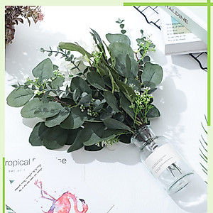 MTLEE 60 Pieces Artificial Eucalyptus Leaves Stems Greenery Fake Silver Dollar Eucalyptus Stems Faux Eucalyptus Plant Branches for Wedding Holiday Greens Bouquets Decoration