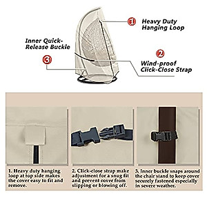 Porch Shield Patio Hanging Egg Chair Cover - Waterproof Outdoor Single Seat Wicker Swing Egg Chair with Stand Protector, Beige